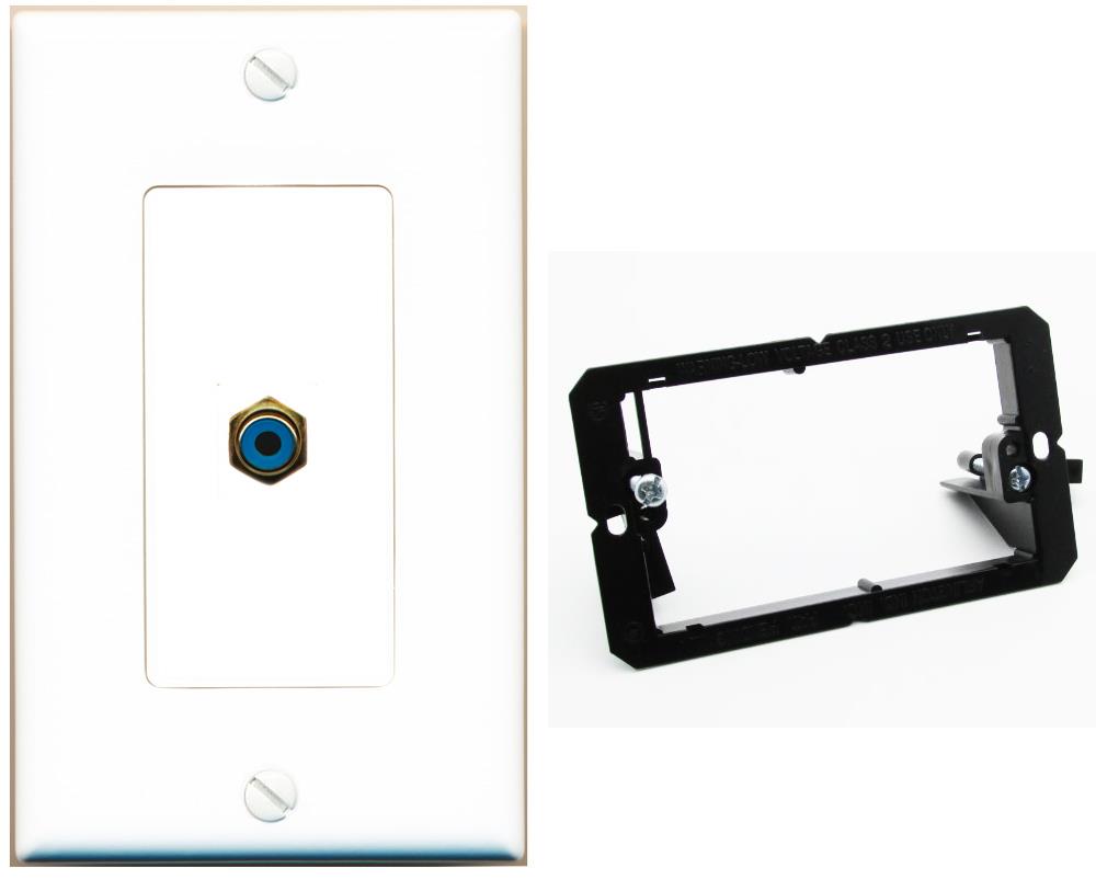 RiteAV RCA-BLUE Wall Plate White with Low Voltage Mounting Bracket