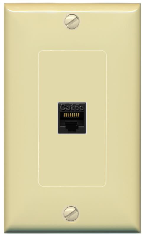 RiteAV -CAT5E-BLACK Wall Plate [Ivory]