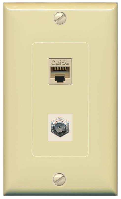 CAT5E COAX Wall Plate [Ivory] – RiteAV