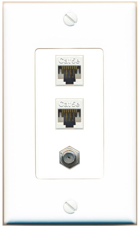 2 CAT5E COAX Wall Plate [White] – RiteAV