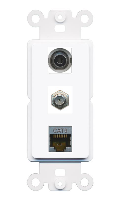 3.5mm CAT6-SHIELDED COAX Wall Plate [White] – RiteAV
