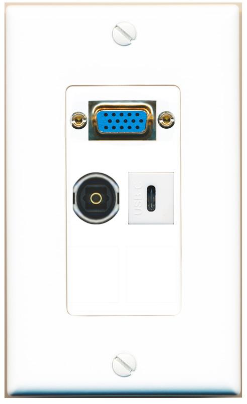 1 TOSLINK 1 USBC Wall Plate [White] – RiteAV