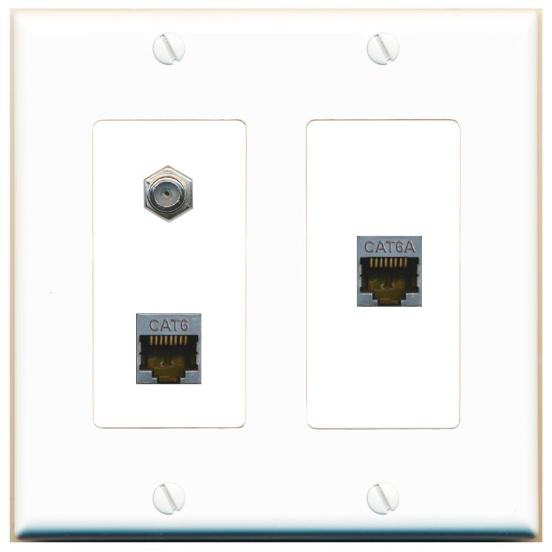 CAT6-SHIELDED CAT6A COAX Wall Plate [White] – RiteAV