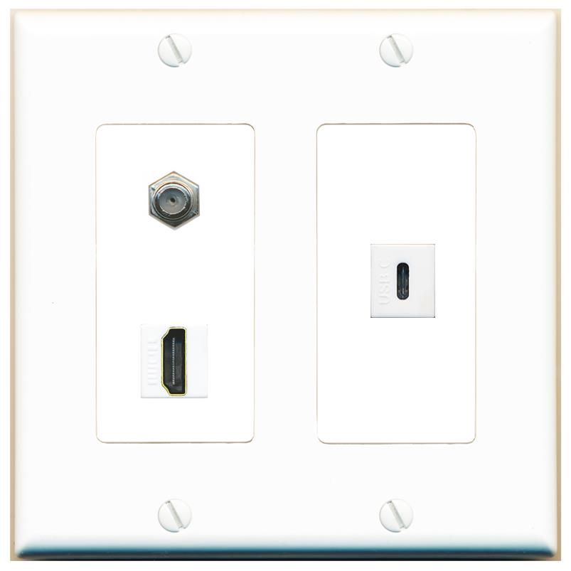 COAX HDMI USBC Wall Plate [White] – RiteAV
