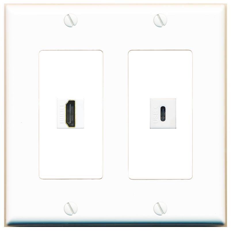 HDMI USBC Wall Plate [White] – RiteAV