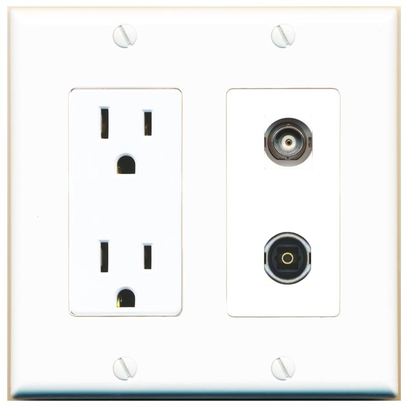 BNC TOSLINK Wall Plate [White] – RiteAV