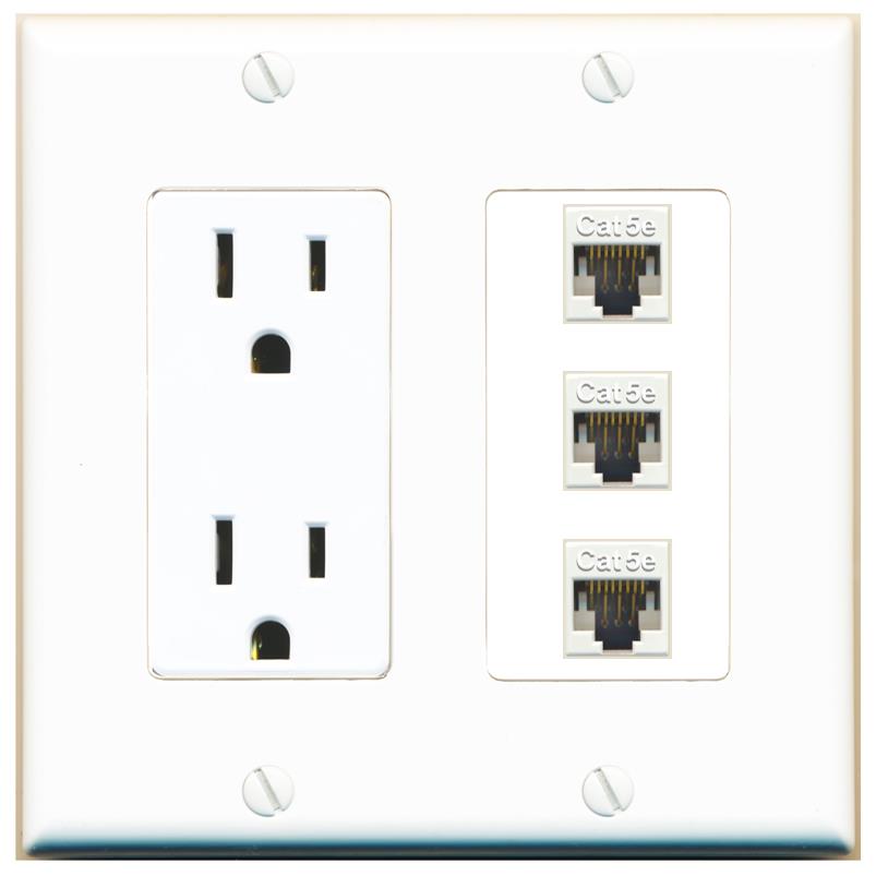 3 CAT5E Wall Plate [White] – RiteAV