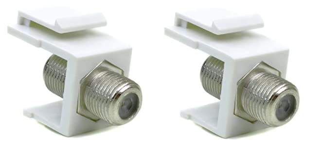 RiteAV White Coax Cable F Type Keystone Jack Coupler Connector Female