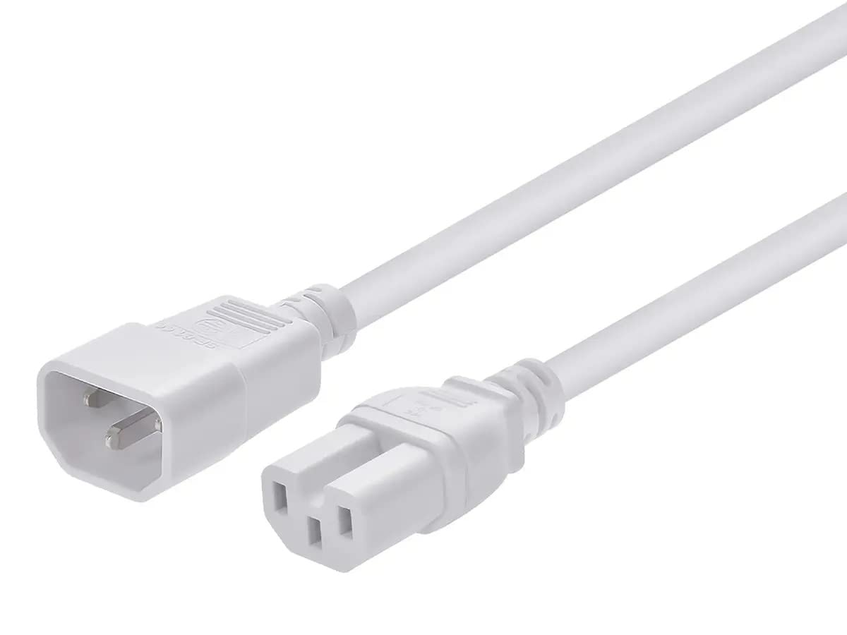 Monoprice Heavy Duty Power Cable - 6 Feet - White | IEC 60320 C14 to I ...