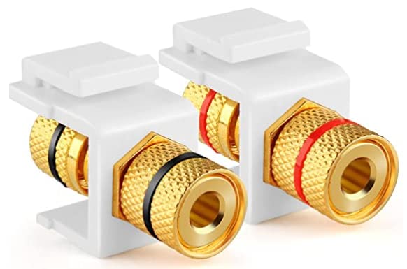(2 Pack) Banana Jack Plugs Keystone Jacks for Speaker Connection - Whi ...