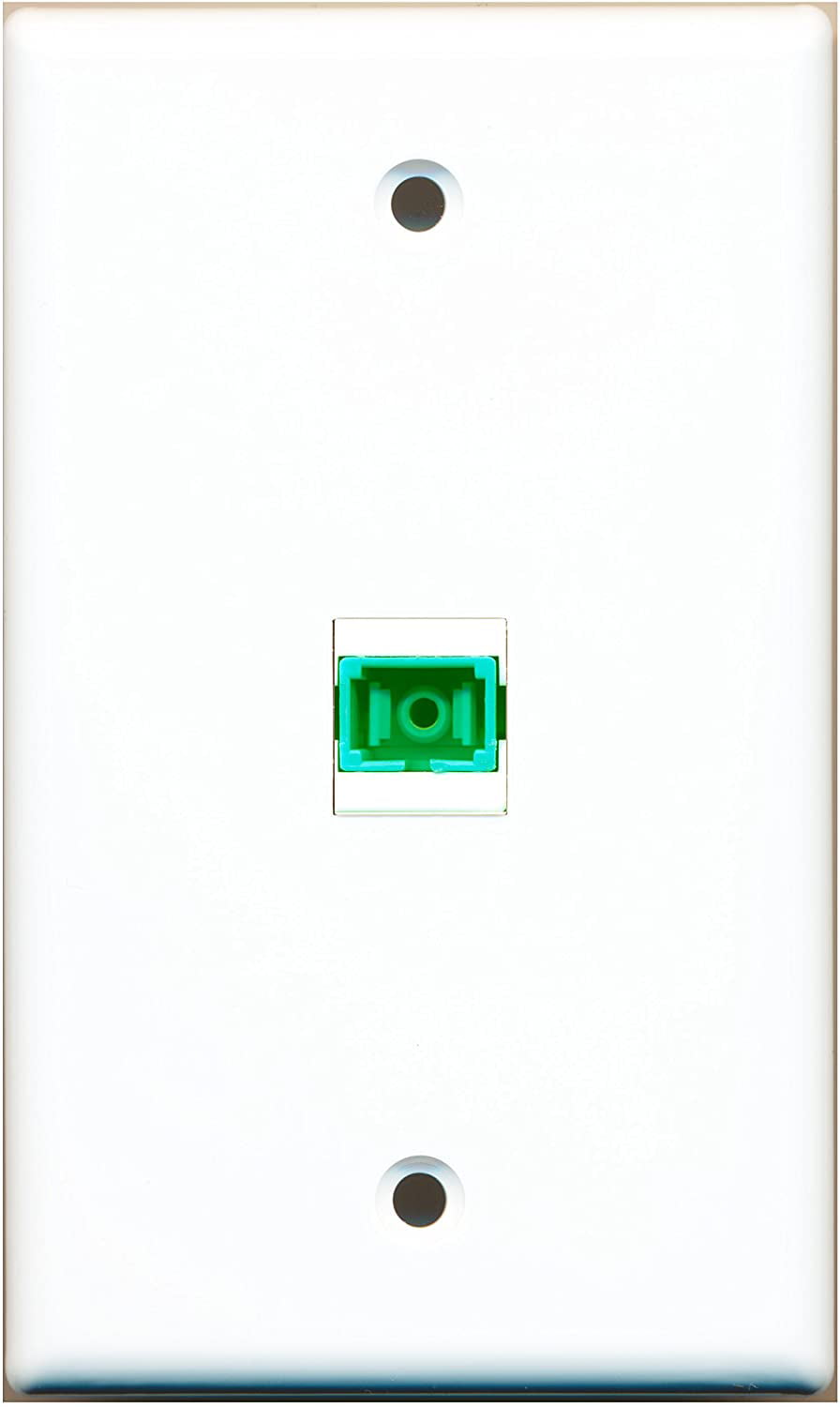 RiteAV - 1 Port Fiber SC APC Simplex Wall Plate - Bracket Included