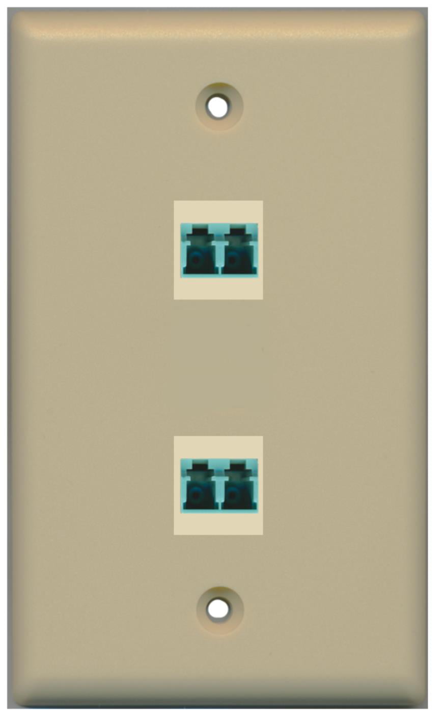 RiteAV - 2 Port LC Fiber 10GB Duplex Wall Plate - Ivory - Bracket Incl