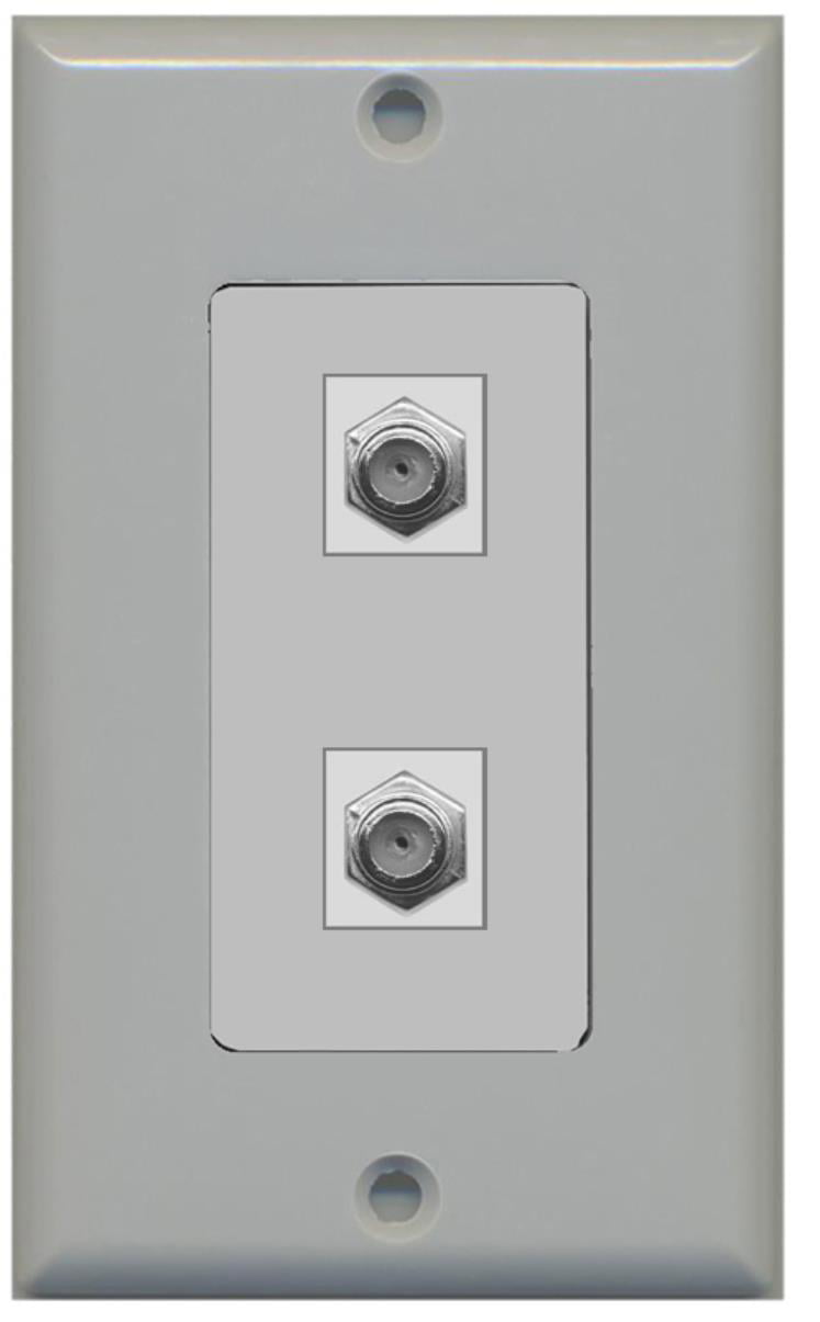 RiteAV - 2 Port Coax Decorative Type Wall Plate - Gray - Bracket Inclu