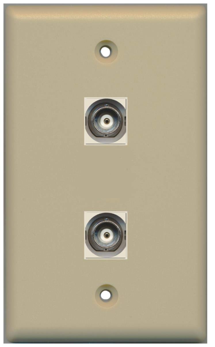 RiteAV - 2 Port BNC Wall Plate - Ivory - Bracket Included
