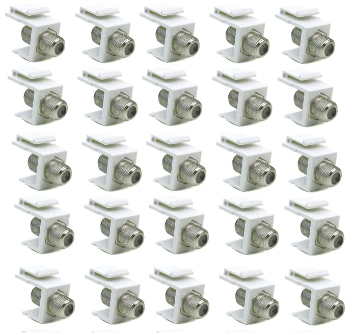 RiteAV White Coax Cable F Type Keystone Jack Coupler Connector Female