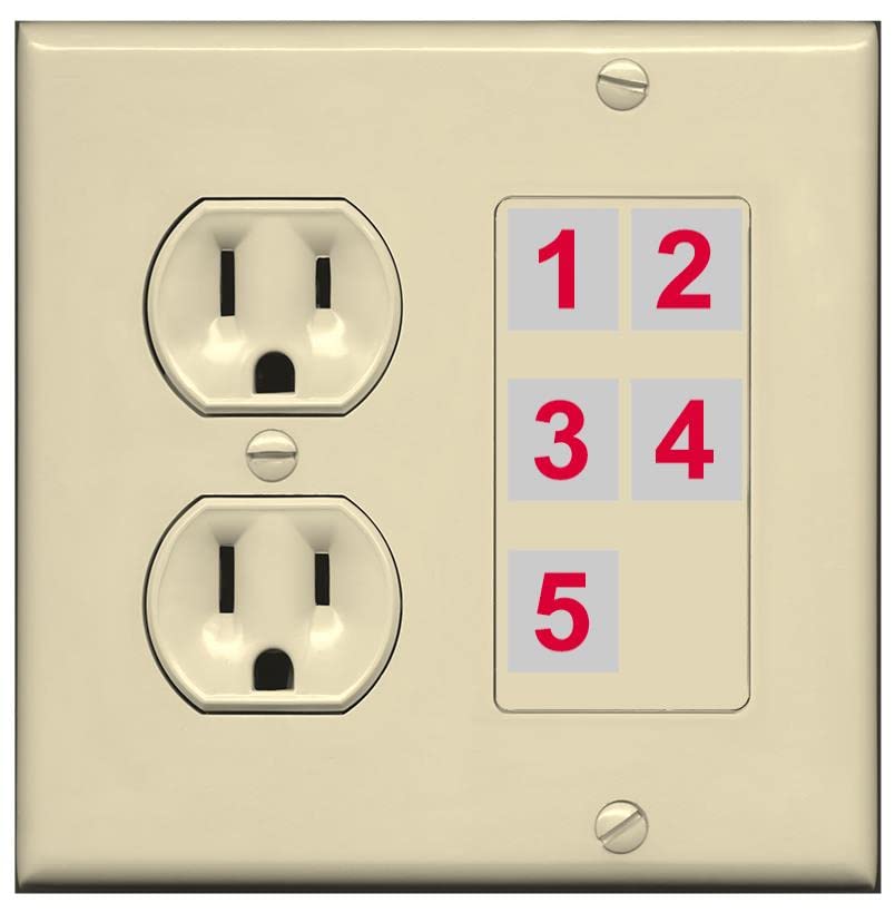 RiteAV Custom Wall Plate 5 Port - Round Outlet [Ivory/Ivory]