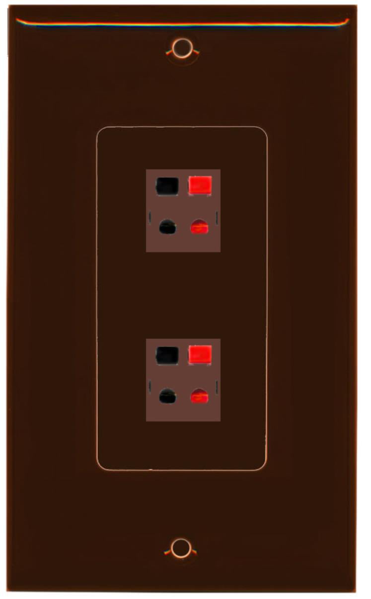 RiteAV - 2 Port Speaker Decorative Wall Plate - Brown - Bracket Includ