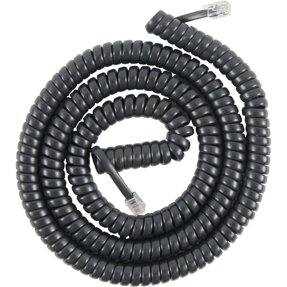 RiteAV - 50ft Phone Modular Telephone LINE COIL HANDSET CORD BLACK