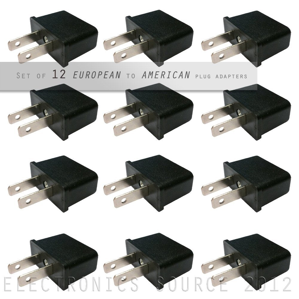 Ultra Spec Cables European to American Outlet Plug Adapter - 12 Pack ...