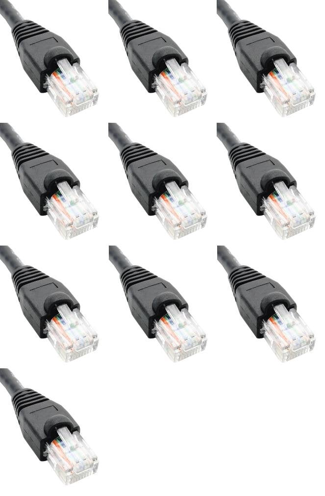 Ultra Spec Cables Pack of 10 - Black 2FT Cat6 Ethernet Network Cable L ...