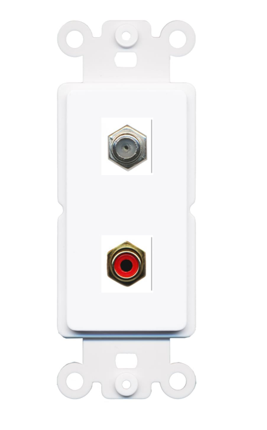 RiteAV - Coax RCA (Red) Port Wall Plate Decorative (Rocker) White