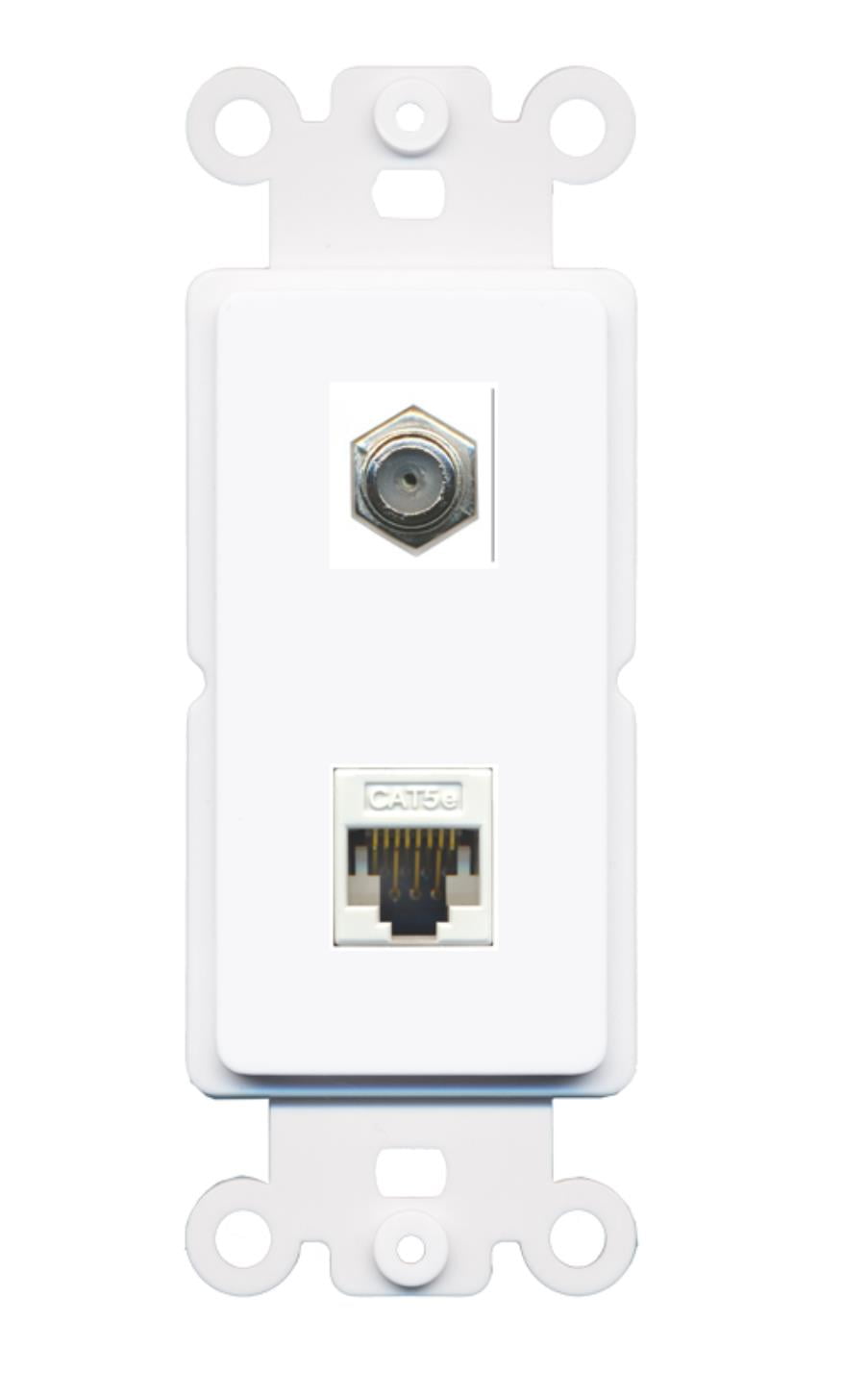 RiteAV Coax Cat5e Wall Plate Insert White