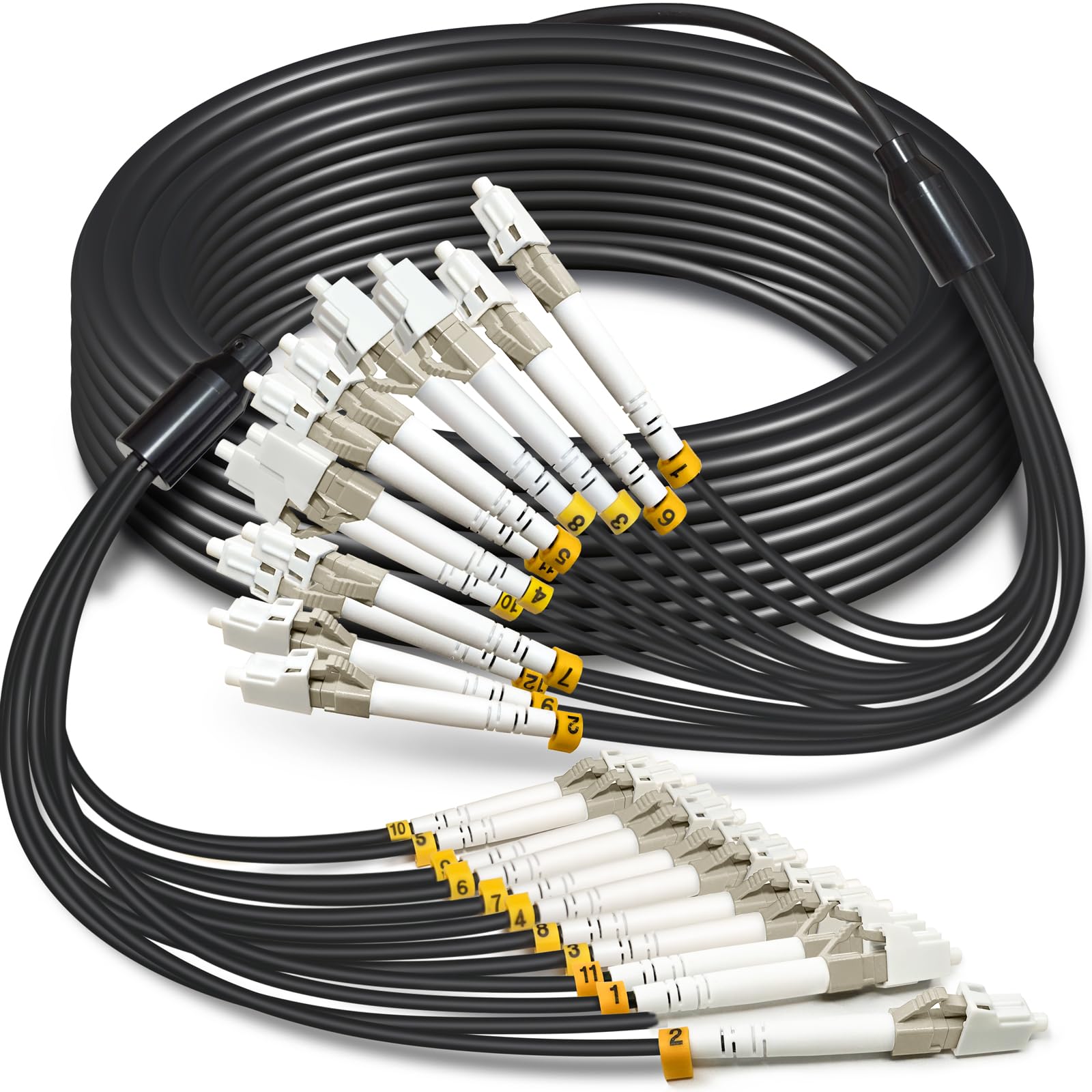 RiteAV - 12 Strand OM3 Multimode Industrial TPU LC to LC Outdoor Armor