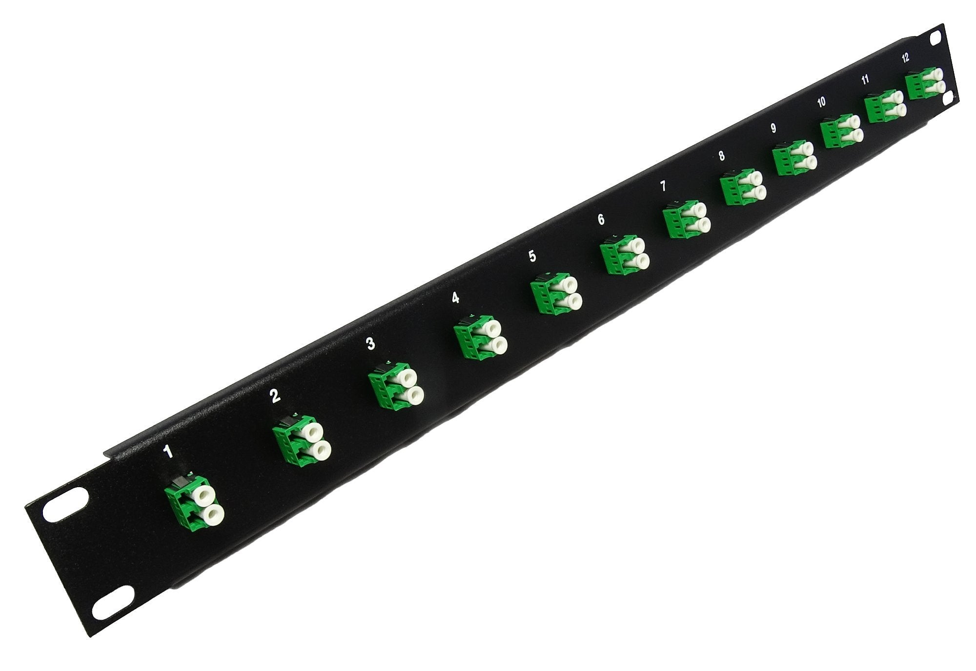 12 Port LC Fiber Patch Panel APC Singlemode (Green Couplers) (Loaded 1 ...