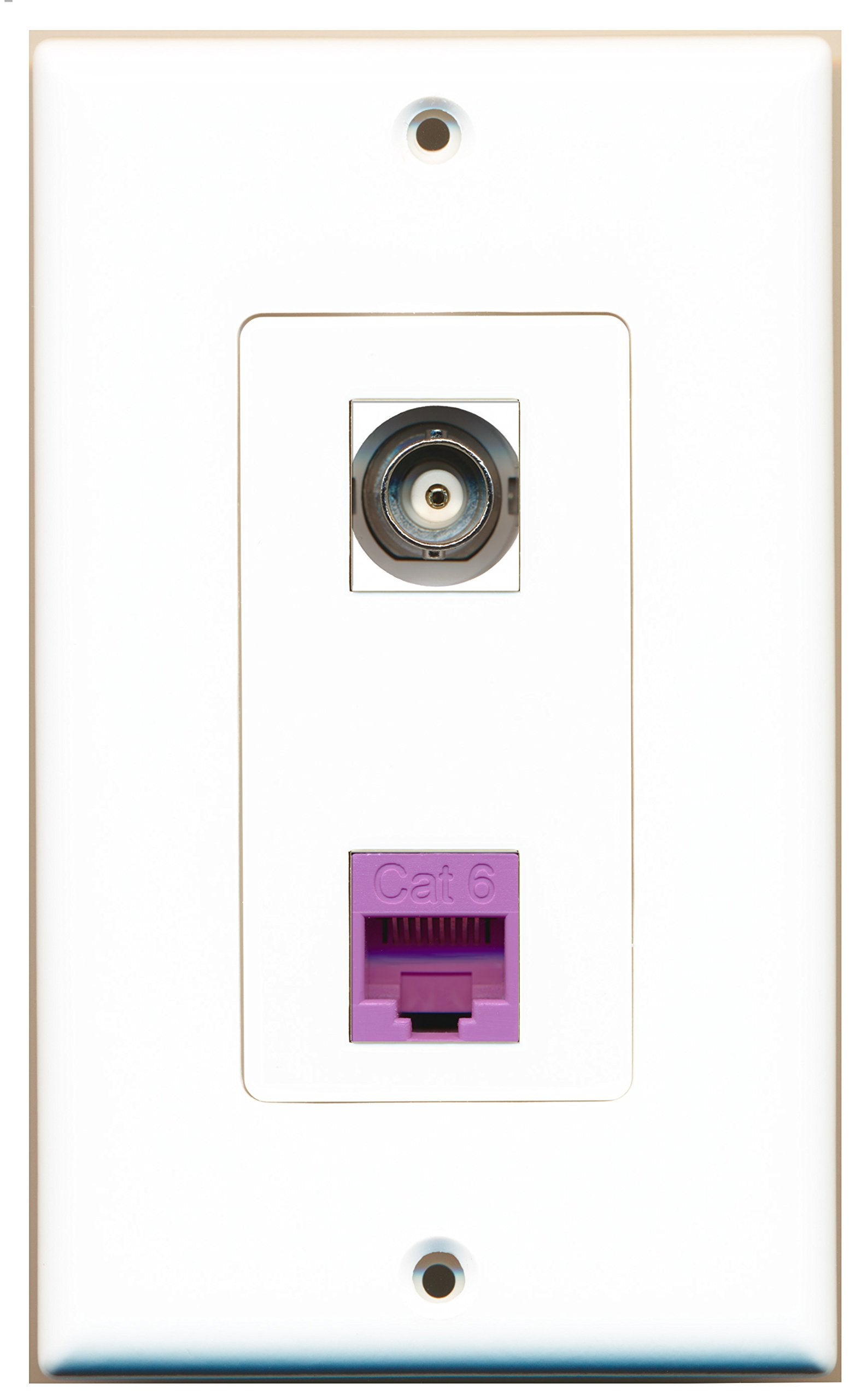 RiteAV 1 Port BNC 1 Port Cat6 Ethernet Purple Wall Plate OVERSIZED