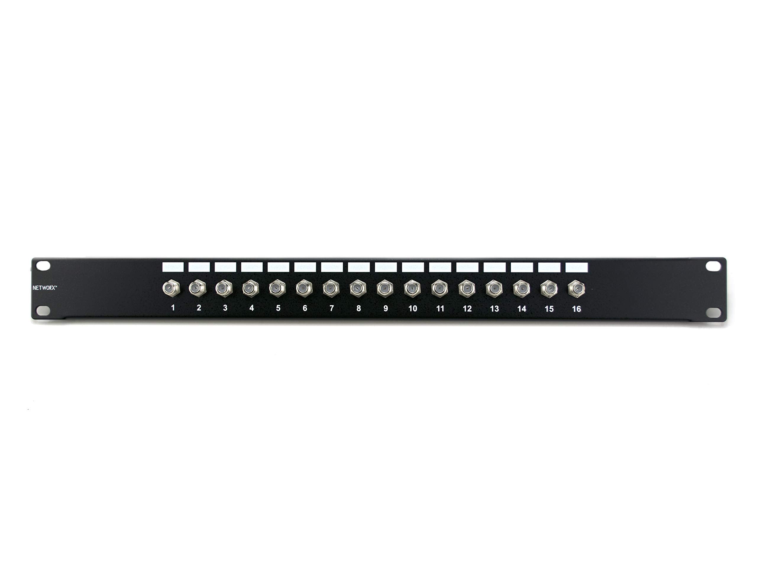 RiteAV - 16 Port Fully Loaded F-Type Coaxial Patch Panel - 1U