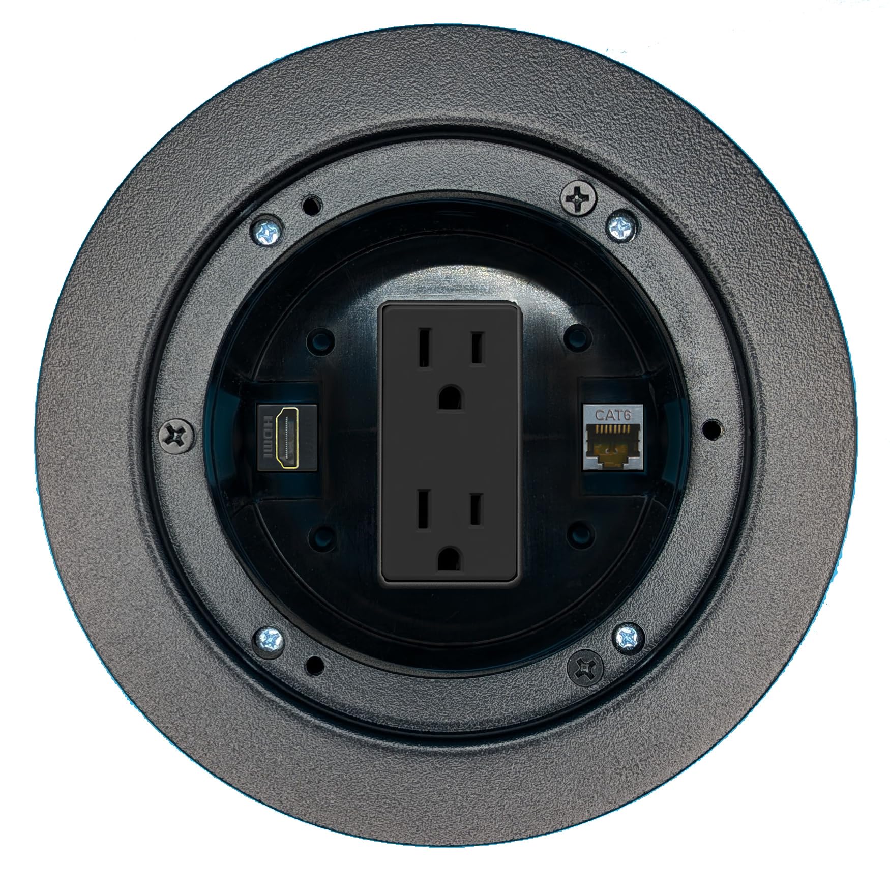 RiteAV CAT6-SHIELDED HDMI Floor Box Wall Plate with Power Outlet [Blac