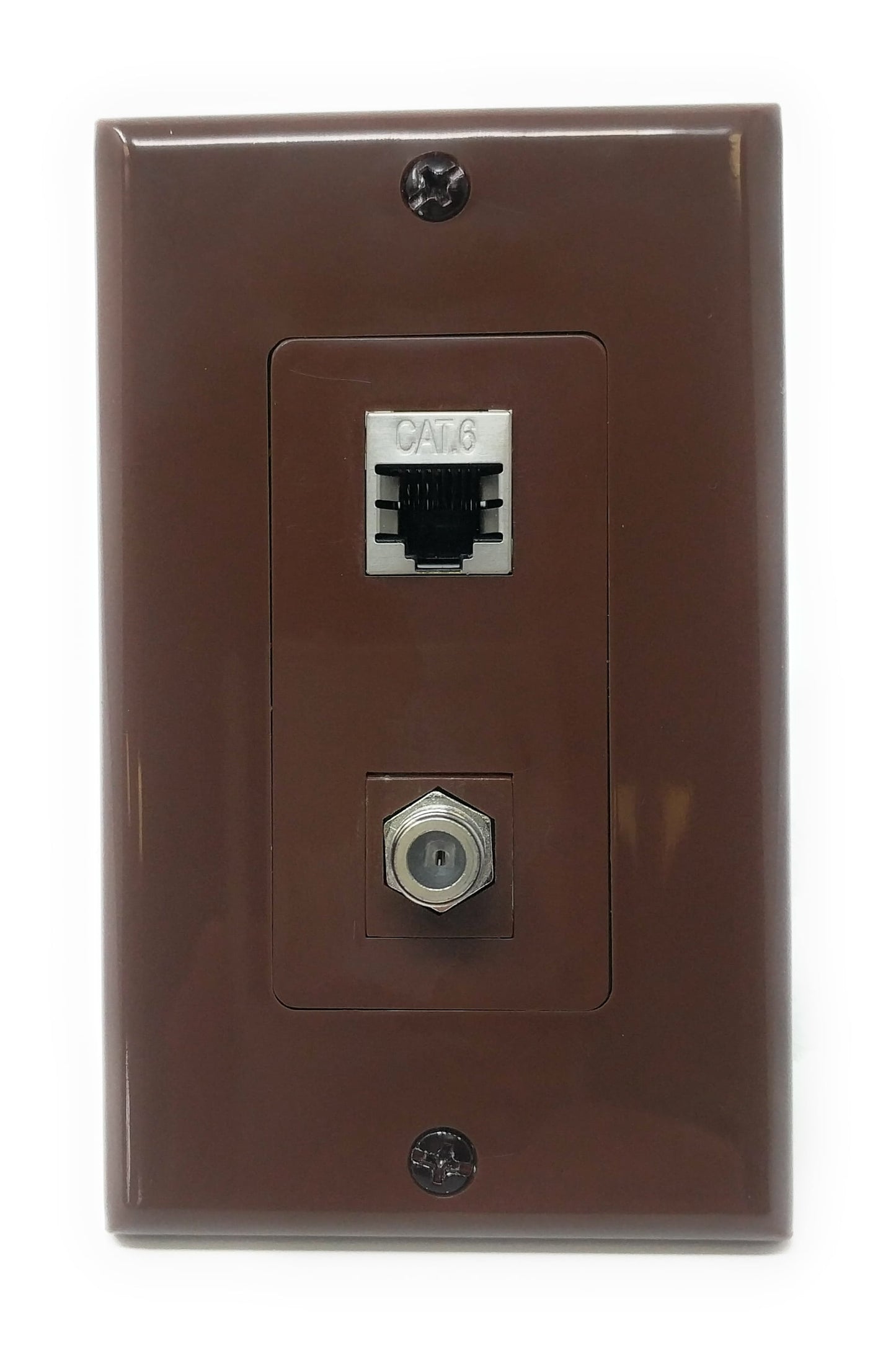 RiteAV Decorative 1 Gang Wall Plate (Brown/Brown) 2 Port - Cat6 (Shiel