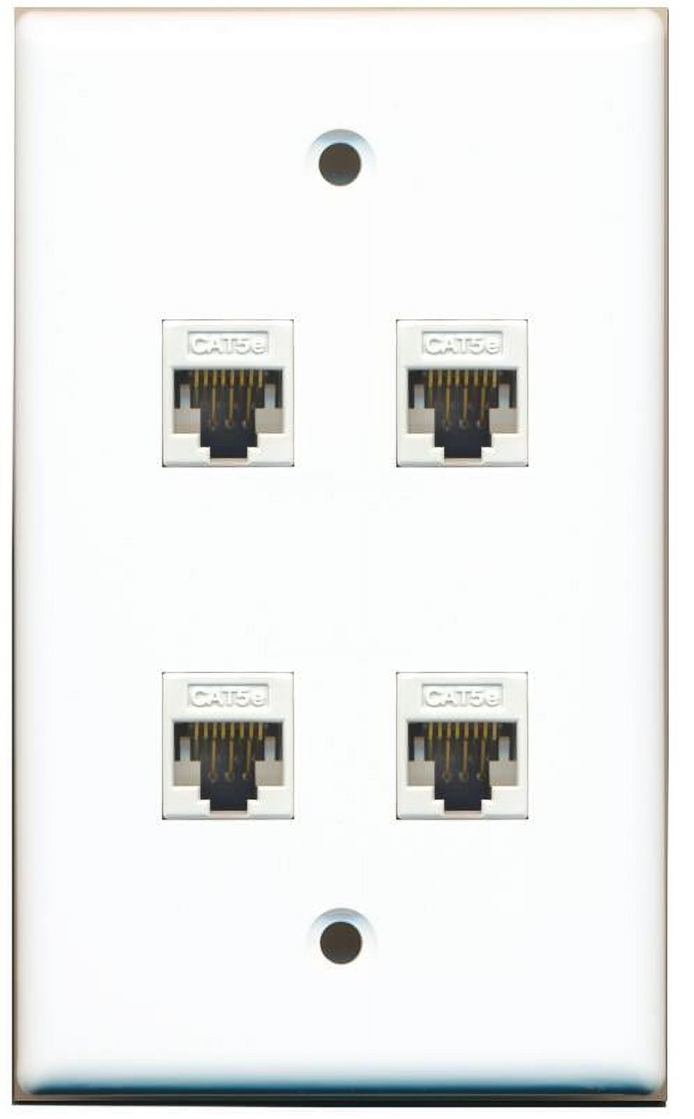 RiteAV 1 Gang 4 Port Cat5e Wall Plate - White