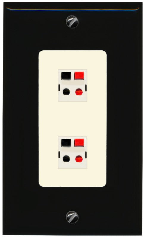 RiteAV 1 Gang 2 Port Speaker Jack Wall Plate - 1 Gang Decorative [Black ...