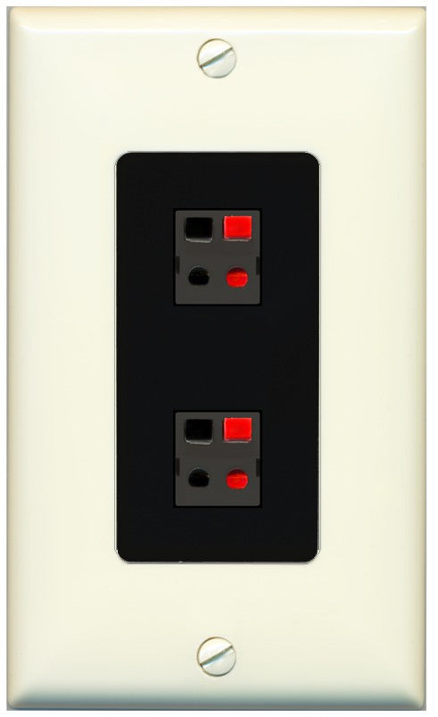 RiteAV 1 Gang 2 Port Speaker Jack Wall Plate - 1 Gang Decorative [Light ...