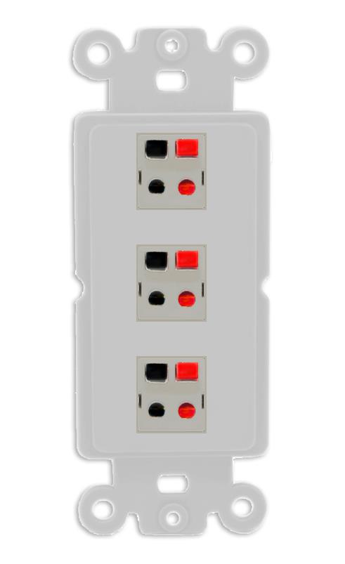 RiteAV 3 Port Speaker Wire Plug Jack Wall Plate - Rocker [Gray/Gray]