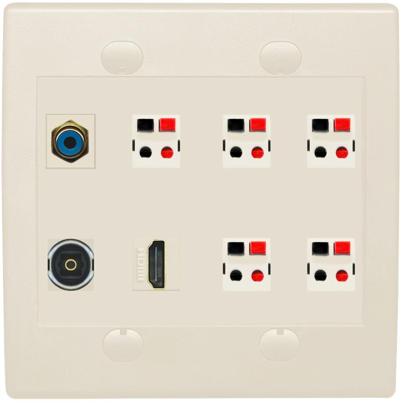 2 Gang Spring Clip Style 5.1 Speaker Wall Plate With 1 Port HDMI TOSLI ...