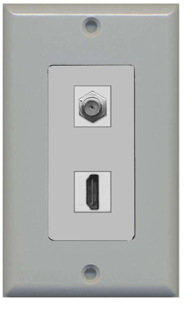 RiteAV - 1 x Cable TV Coax and 1 x HDMI Port Wall Plate Decorative Typ