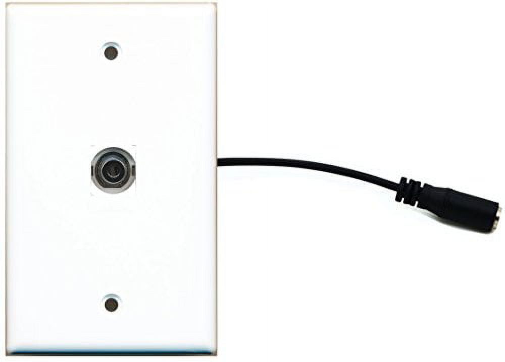 RiteAV (1 Gang Flat 3.5mm Wall Plate w/Pigtail Extension Cable White