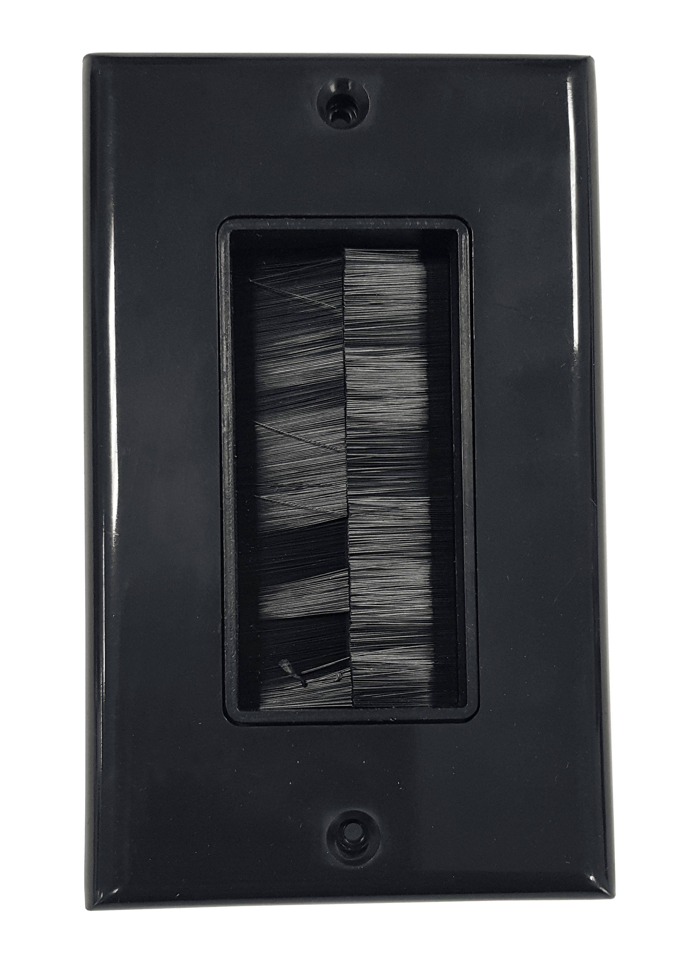 RiteAV - Single Gang Wall Plate with Brush Bristles - Black [Now Fits