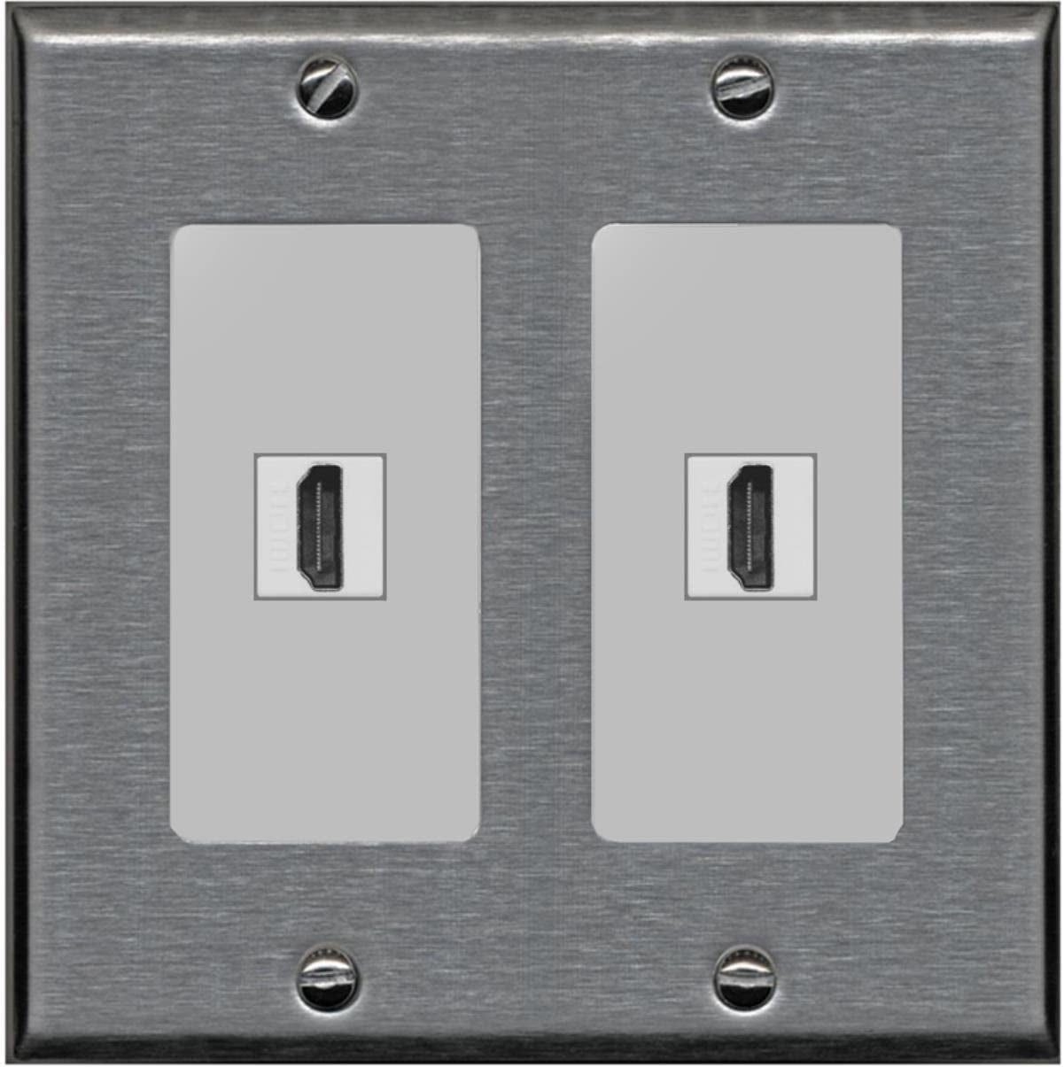 RiteAV - 2 Port HDMI - Dual Gang Decorative Wall Plate - Stainless Ste