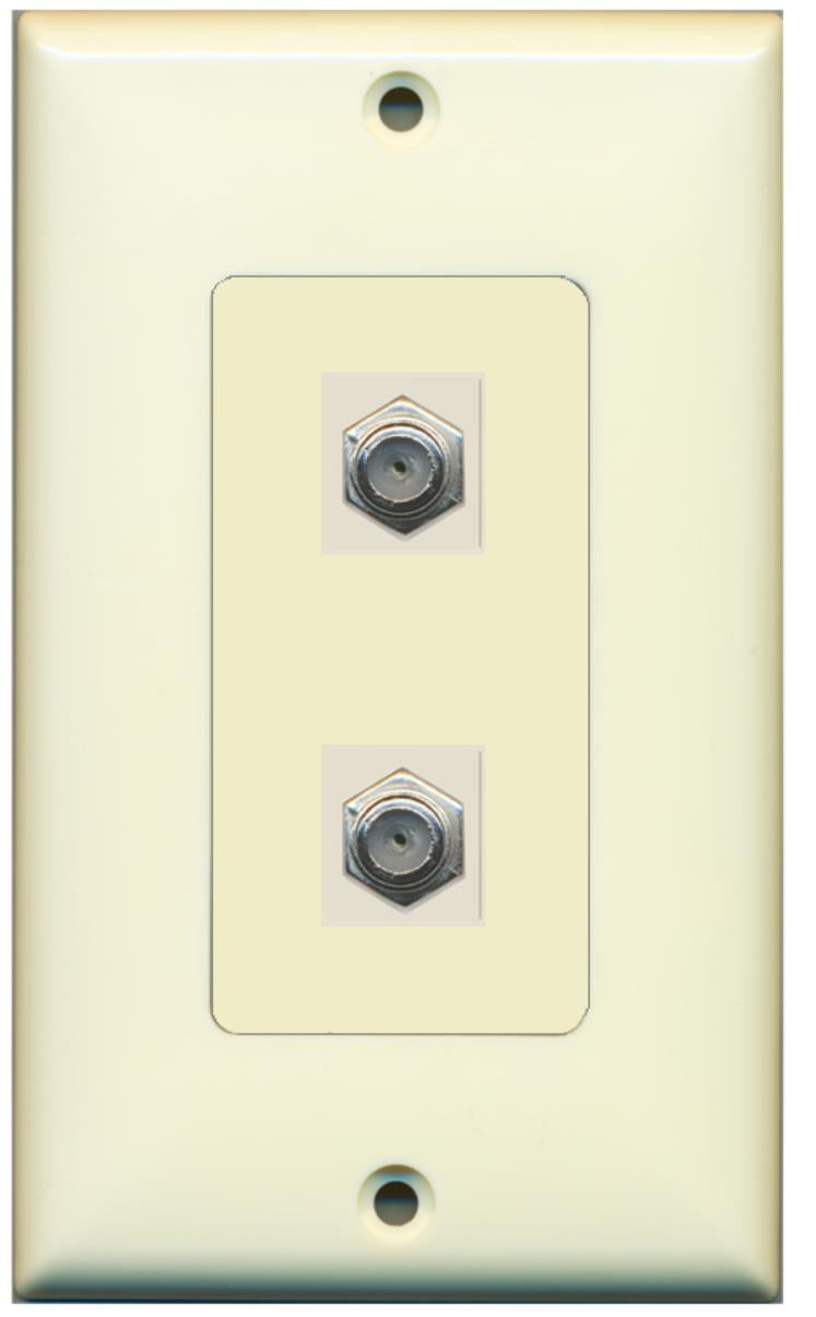 RiteAV - 2 Port Coax Decorative Type Wall Plate - Light Almond - Brack