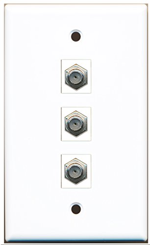 RiteAV - 3 Port Coax Cable TV- F-Type Wall Plate