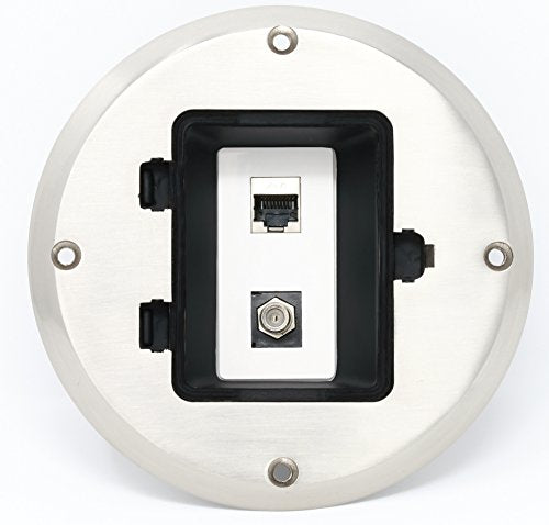 RiteAV Cat6 Shielded Ethernet Coax Cable TV Floor Box - Stainless Stee