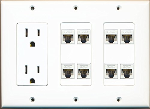 RiteAV 15A 125V Power Outlets + 8 x Cat5e Ethernet Triple 3 Gang Wall