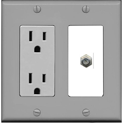 RiteAV - 15 Amp Power Outlet and 1 Port Coax Cable TV- F-Type Decorati