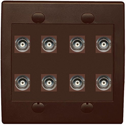 RiteAV 8 Port BNC Female/Female HD-SDI Jack Wall Plate - Brown